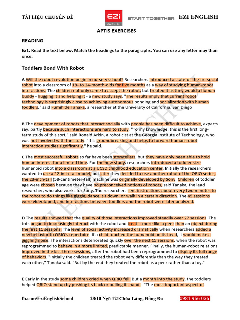 ĐỀ READING APTIS 2 | Download Free PDF | Robot | Robotics