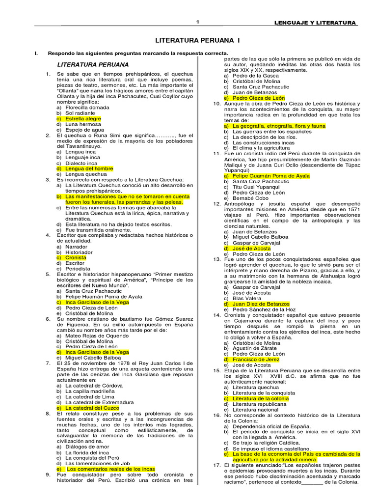 Lenguaje y Literatura Laura Quito Alva | PDF | Imperio Inca | Perú