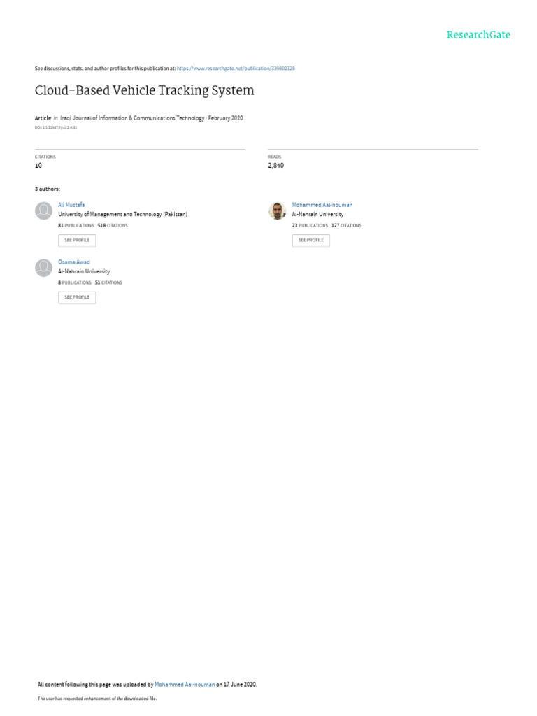 Cloud-Based Vehicle Tracking System | PDF | General Packet Radio Service | Databases