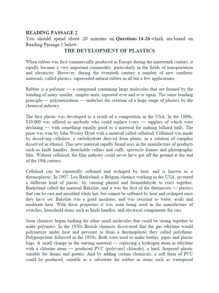 The Development of Plastics | PDF | Plastic | Organic Compounds