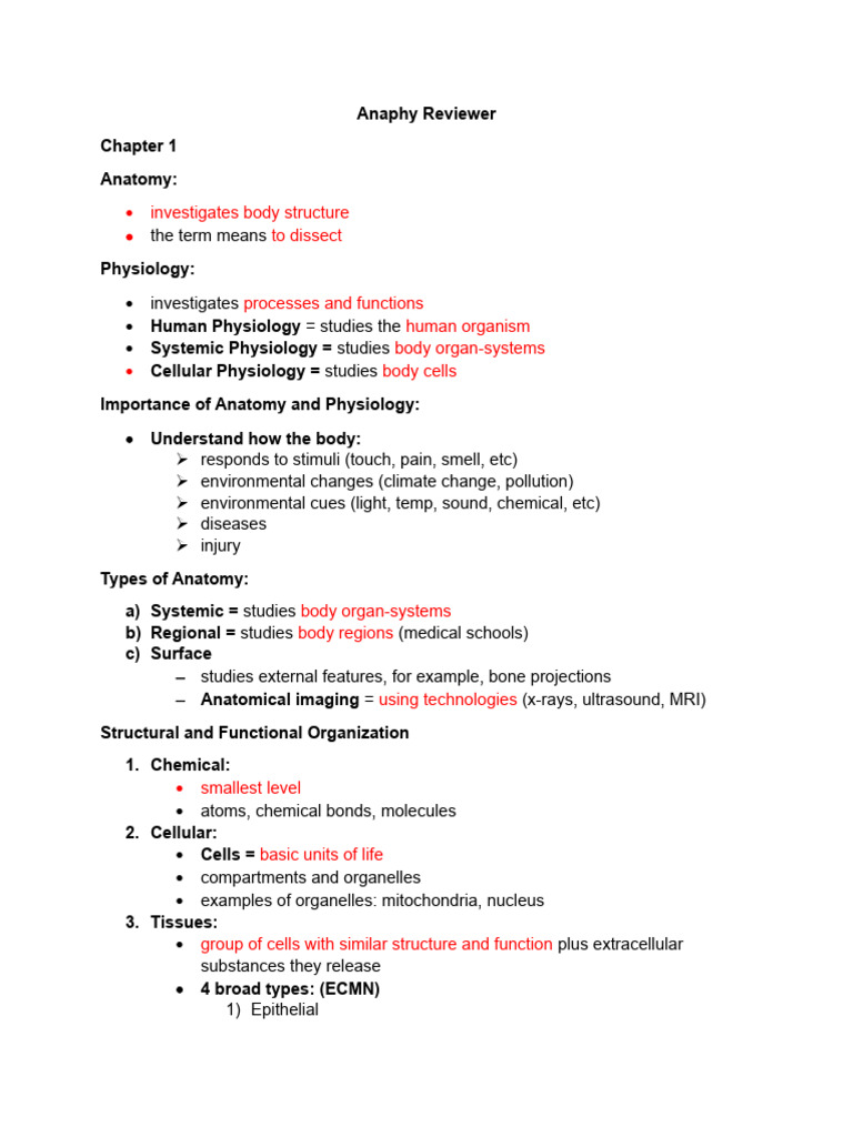 Anaphy Reviewer | PDF | Epithelium | Rna