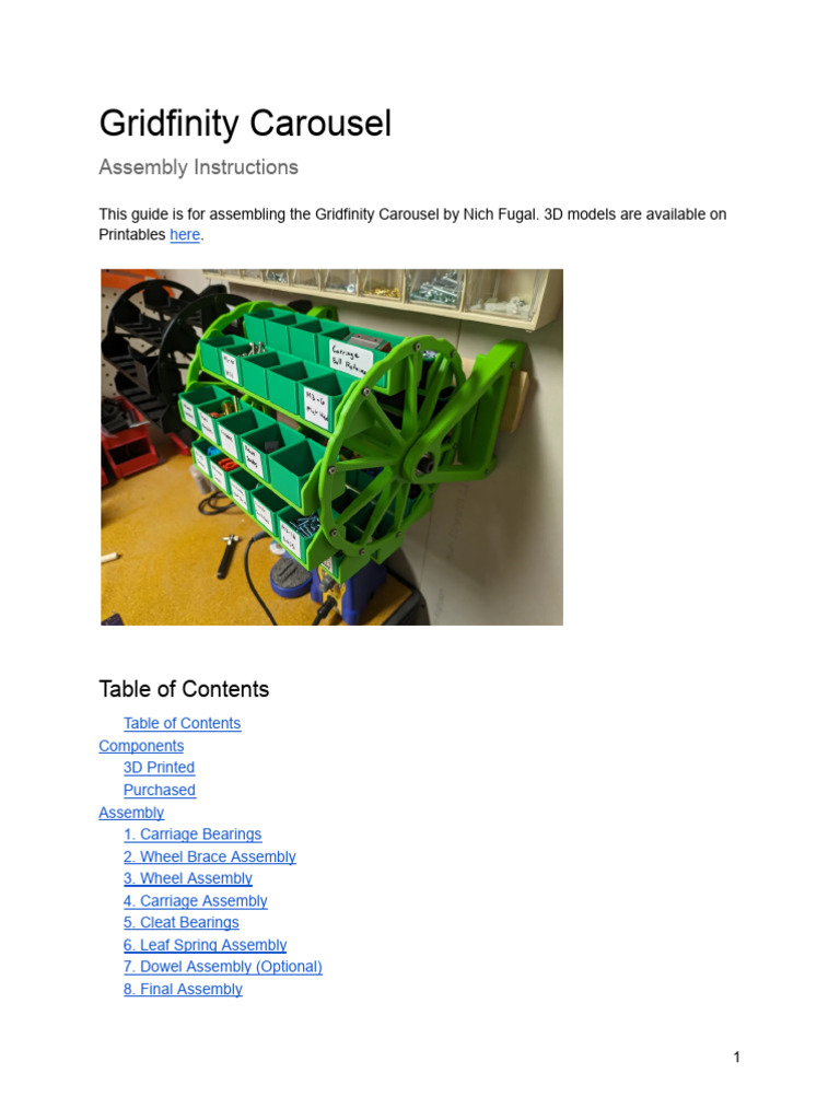 Gridfinity Caurosel Assembly Instructions | PDF | Screw | Bearing ...