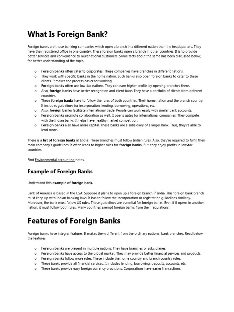 Foreign Banks | PDF | Banks | Deposit Account