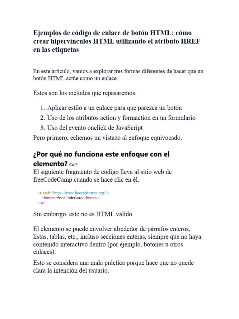 Crear botones HTML como enlaces | PDF | Hipervínculo | HTML