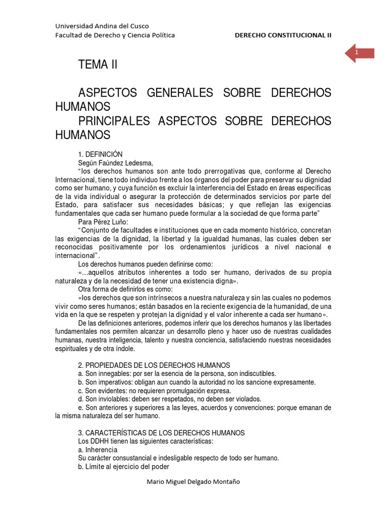 Tema Ii Aspectos Generales Sobre Derechos Humanos | PDF | Derechos humanos | Derechos