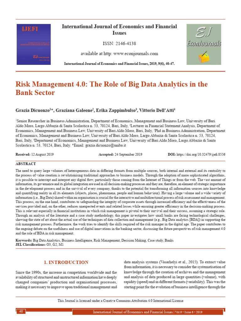 Risk Management 4.0: The Role of Big Data Analytics in The Bank Sector ...