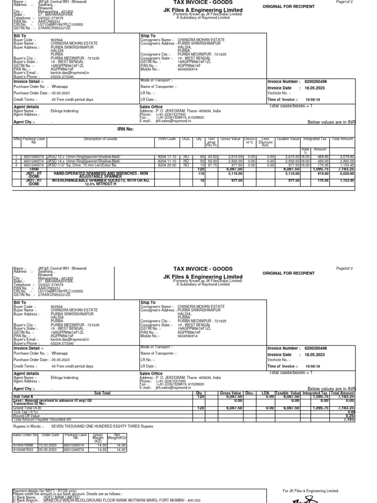 8200260496-Chandra Mohan Estate | PDF | Invoice | Payments