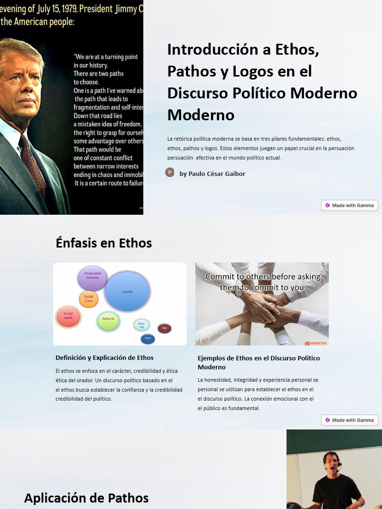 Ethos Pathos Logos Discurso Moderno | PDF | Hablar en público | Logos