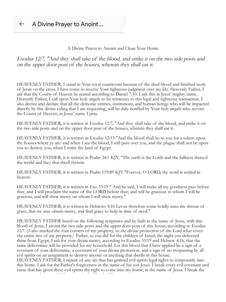 Anointing Prayer for Home Protection | PDF | God The Father | Mercy