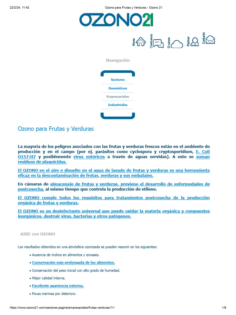 Ozono para Frutas y Verduras | PDF | Agua | Ozono