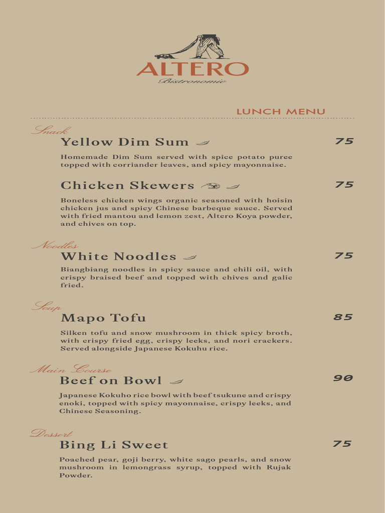 Altero's New Menu | Download Free PDF | Indonesian Cuisine | Sauce