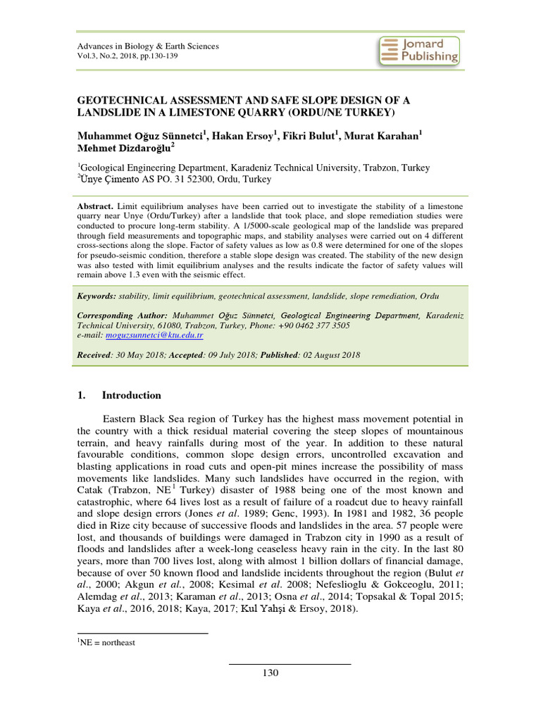 14. 2018 Slope design limestone quarry | PDF | Landslide | Earth Sciences