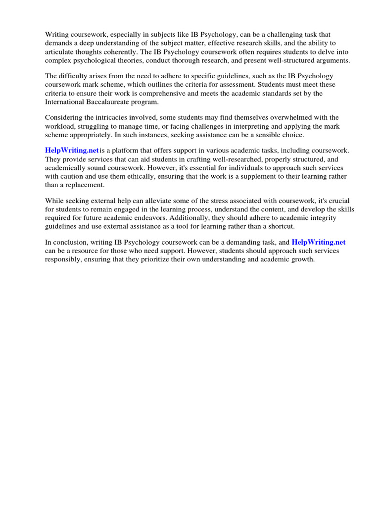 IB Psychology Coursework Help Guide | PDF
