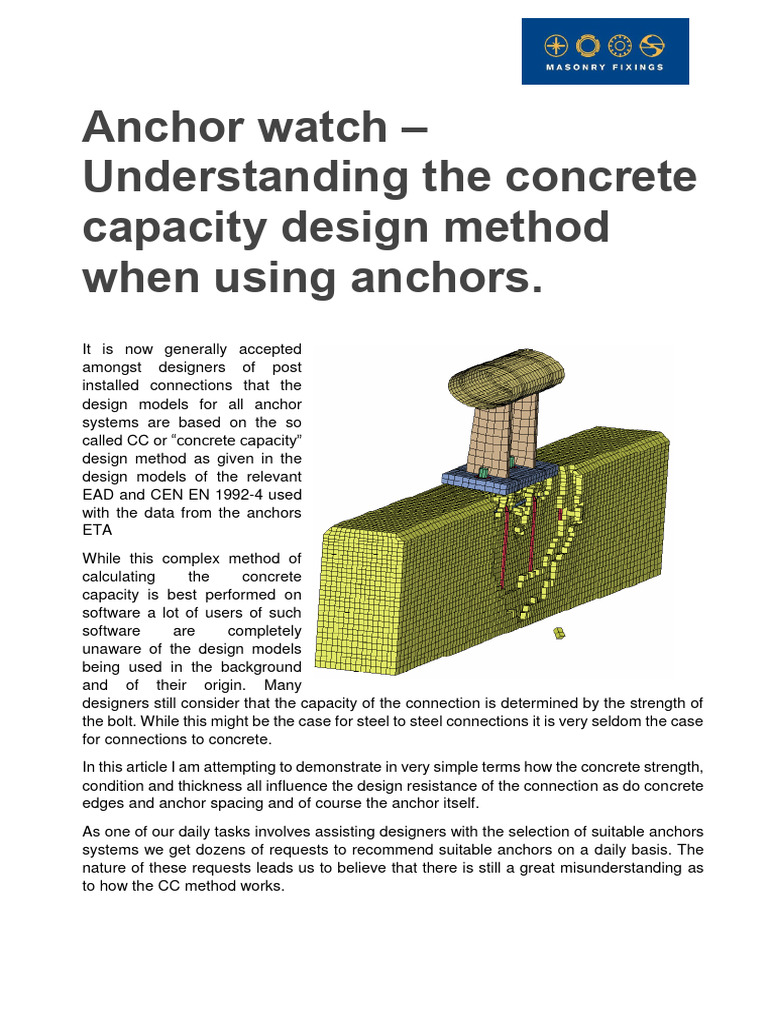 Anchor Watch - Understanding The Concrete Capacity Design Method When Using Anchors. | PDF ...