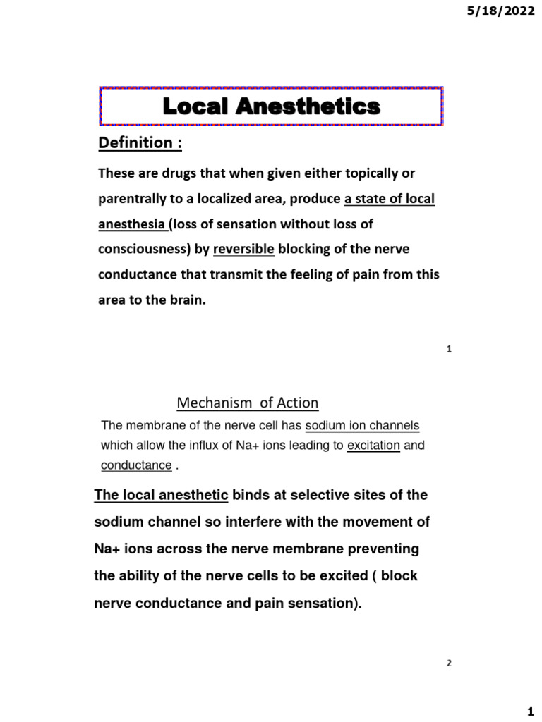 lecture of local anesthetics.pdf | PDF | Chemistry