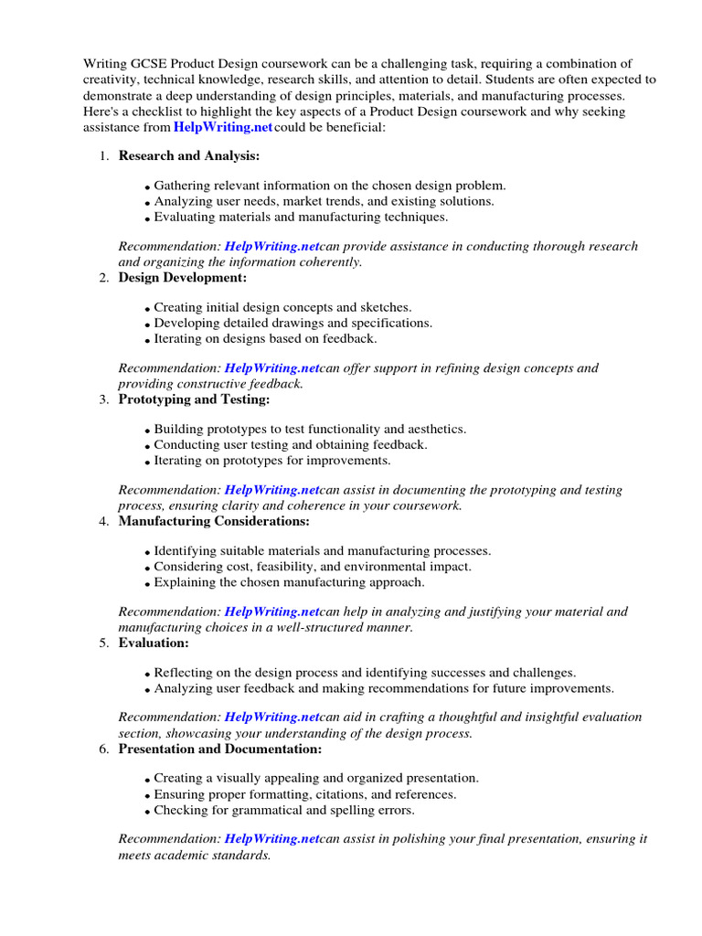 Gcse Product Design Coursework Checklist | PDF | Prototype | Evaluation Gcse Product Design Coursework Checklist | PDF | Prototype | Evaluation