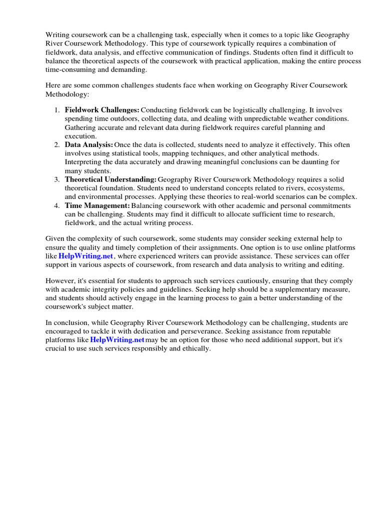 Geography River Coursework Methodology | PDF | Methodology | Field Research