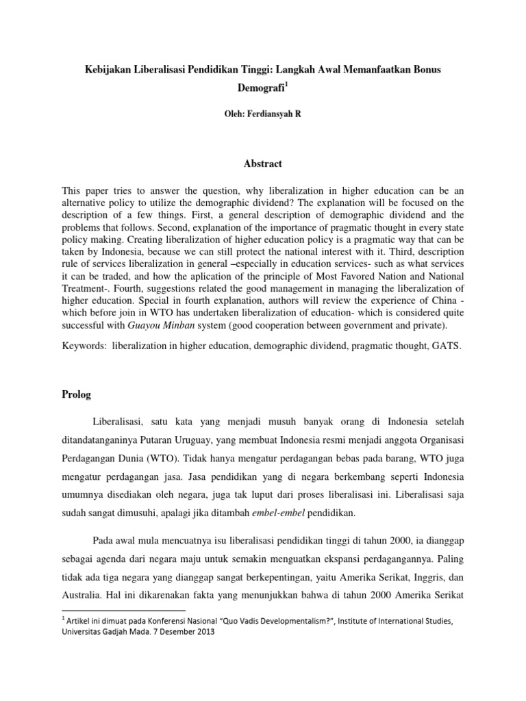 (Revisi) Kebijakan Liberalisasi Pendidikan Tinggi | PDF