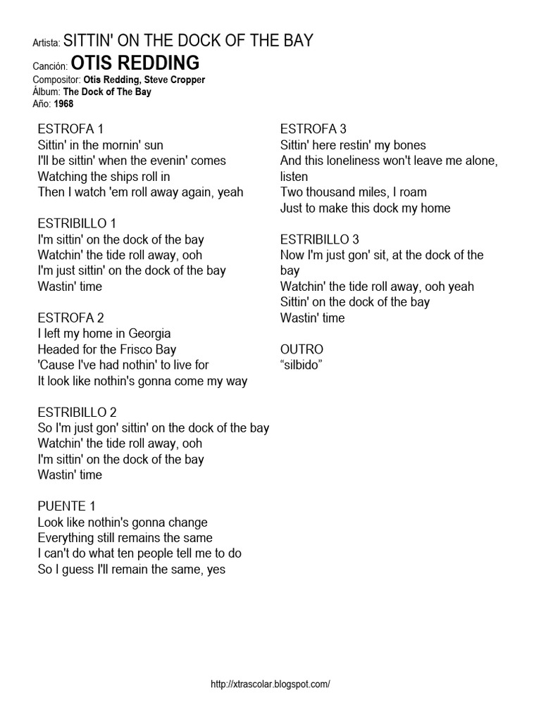 Otis Redding: Dock of the Bay Lyrics | PDF | Social Science | Art