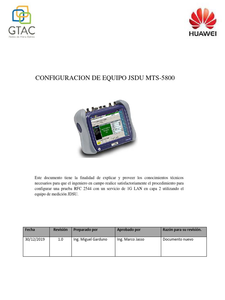 Configuracion JDSU MTS-5800 1GE RFC v2 | PDF | Arquitectura de ...