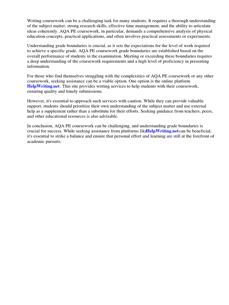 Aqa Pe Coursework Grade Boundaries | PDF