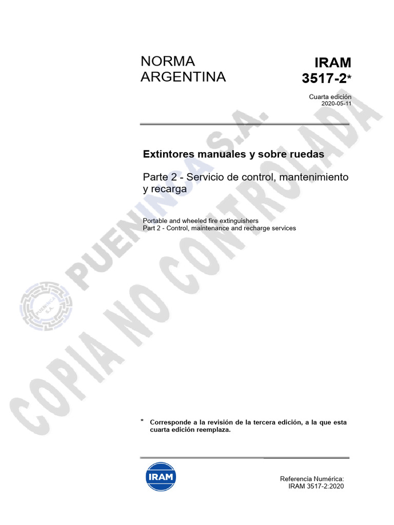 IRAM 3517-2020 Extintores Manuales y Sobre Ruedas (Parte 2) | PDF | Incendios | Materiales