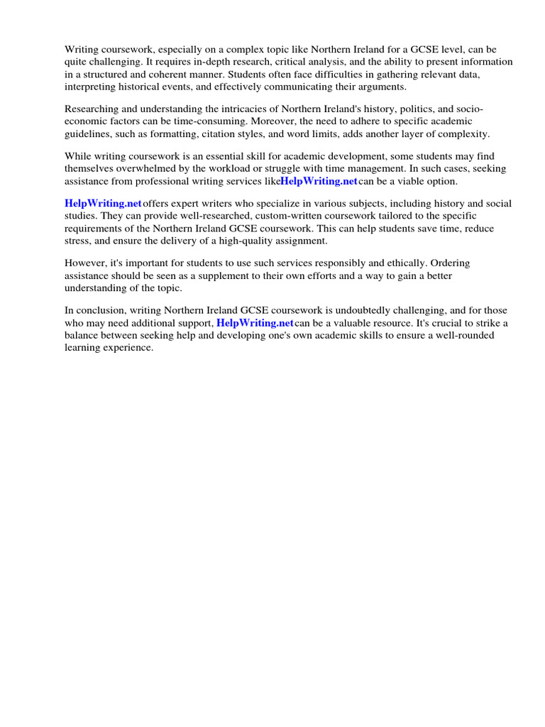 Northern Ireland Gcse Coursework | PDF