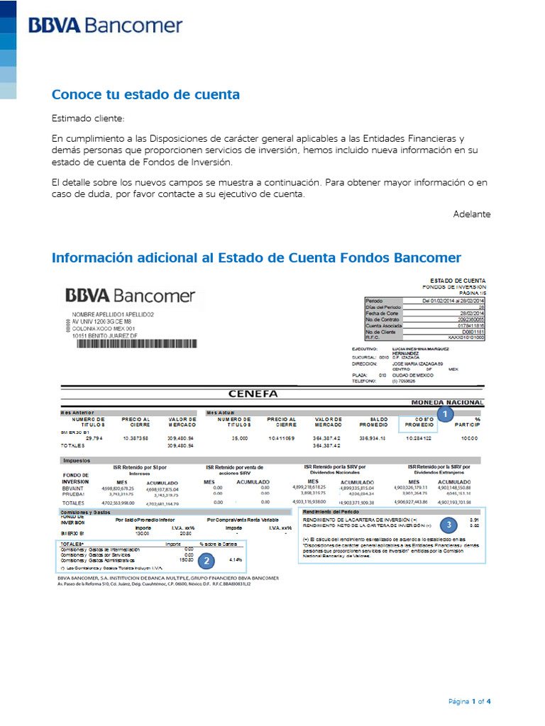 Explicación de Estado de Cuenta Bbva | PDF | Inversiones | Impuesto al valor agregado