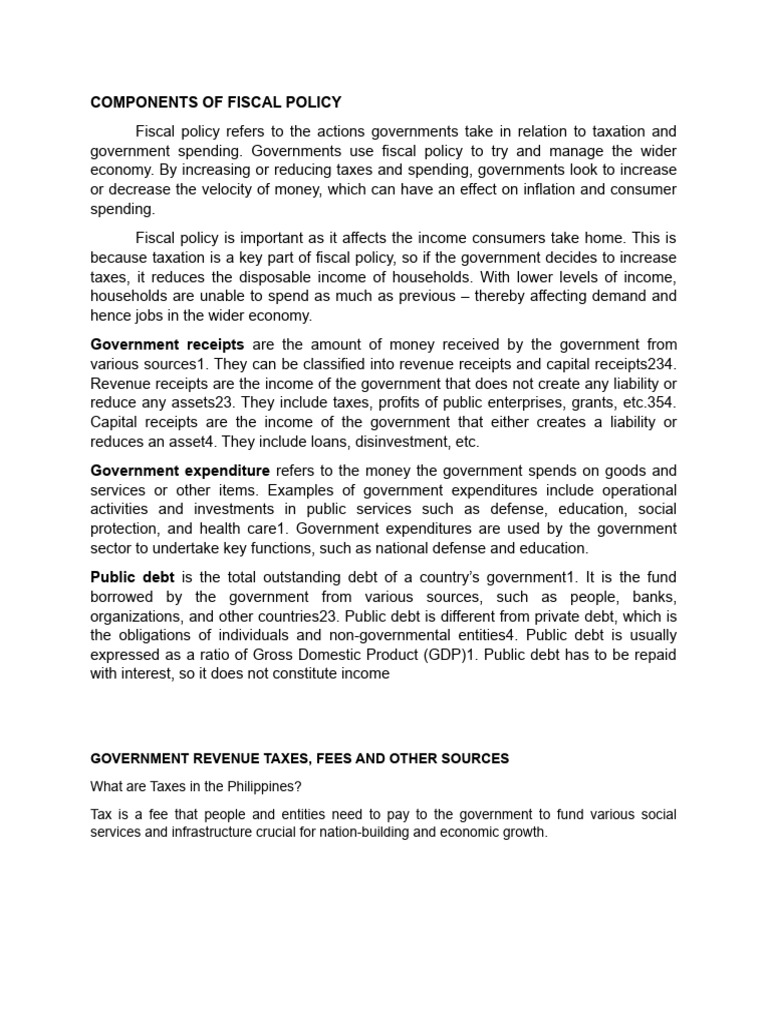 Components of Fiscal Policy | PDF | Taxes | Fiscal Policy