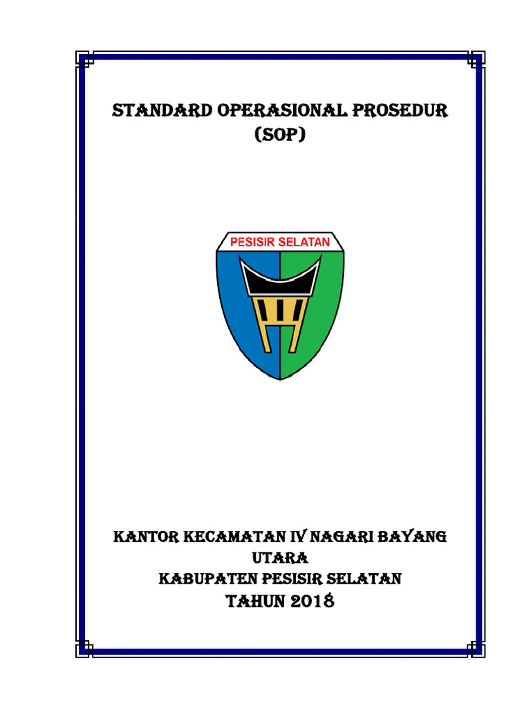 Standard Operasional Prosedur Sop Tahun 2018 Pdf
