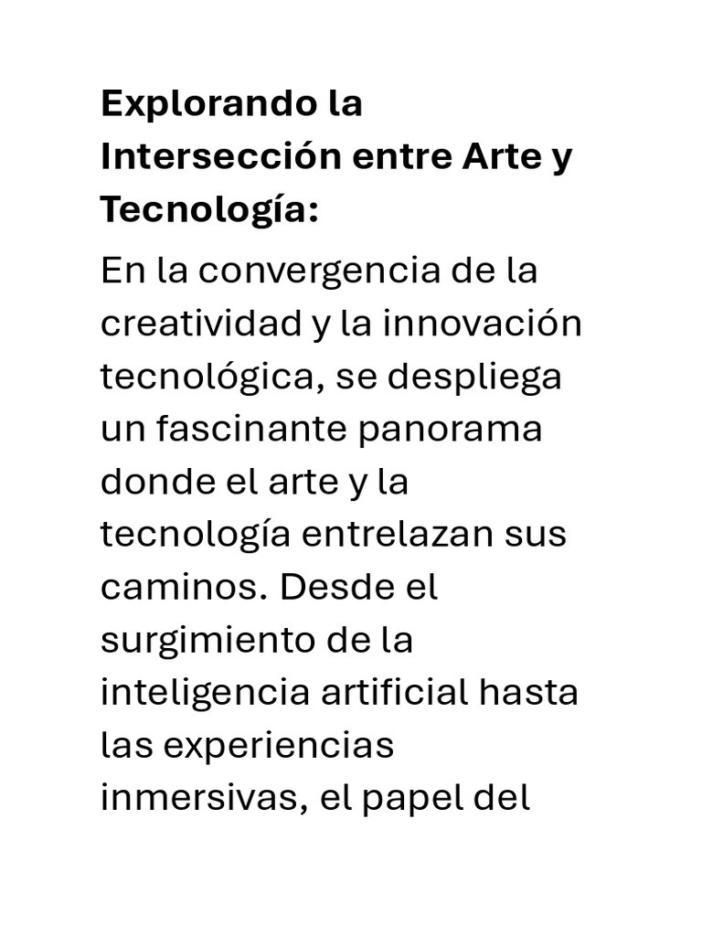 Explorando La Intersección Entre Arte Y Tecnología Pdf Web Gl Ingeniería De Software 