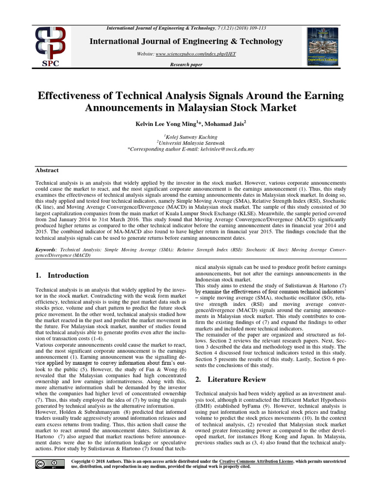 Effectiveness of Technical Analysis Signals Around | PDF | Technical ...
