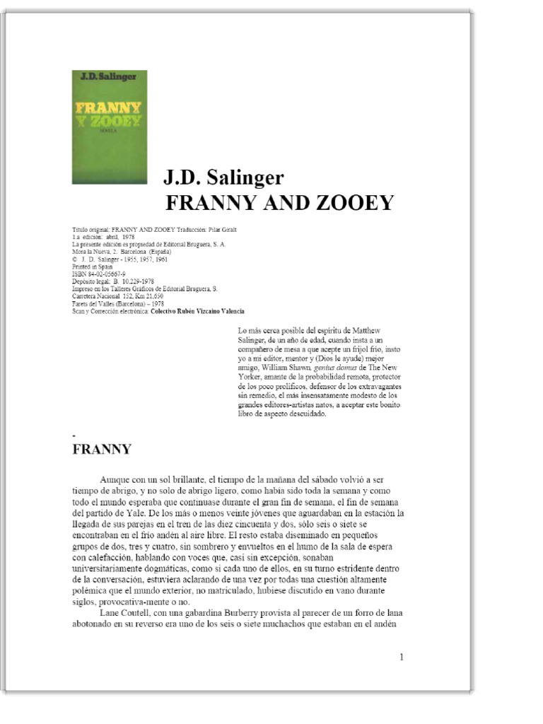 J.D. Salinger Franny and Zooey - PDF | PDF