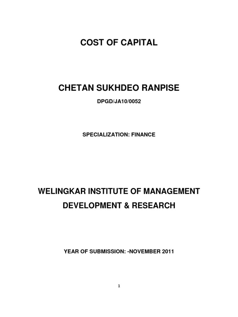 Case Study Cost of Capital | PDF | Cost Of Capital | Financial Capital