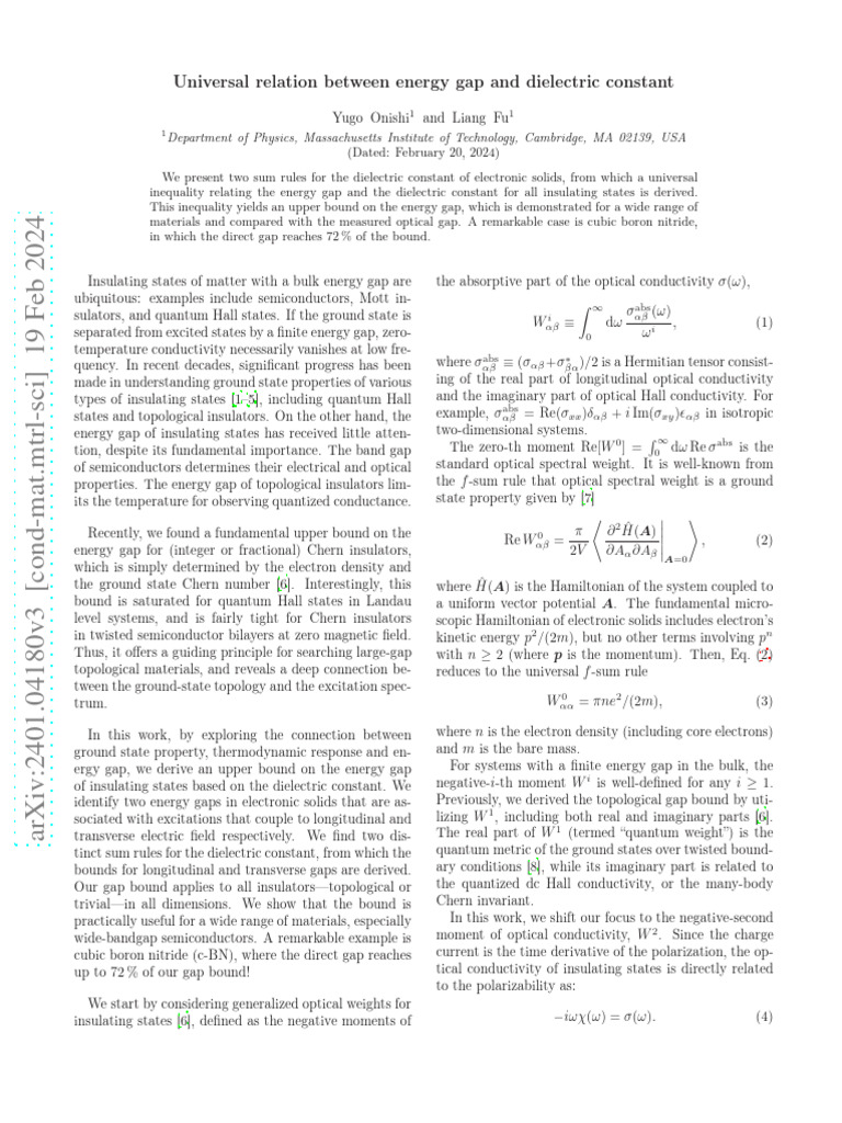 Energy Gap and Dielectric Constant Relation | PDF | Band Gap ...