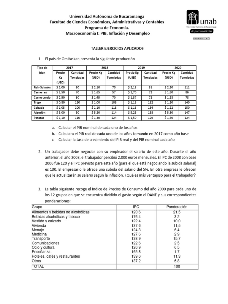 Taller PIB, Inflación, Desempleo 2023-2 (1) - 240221 - 192841 | PDF ...