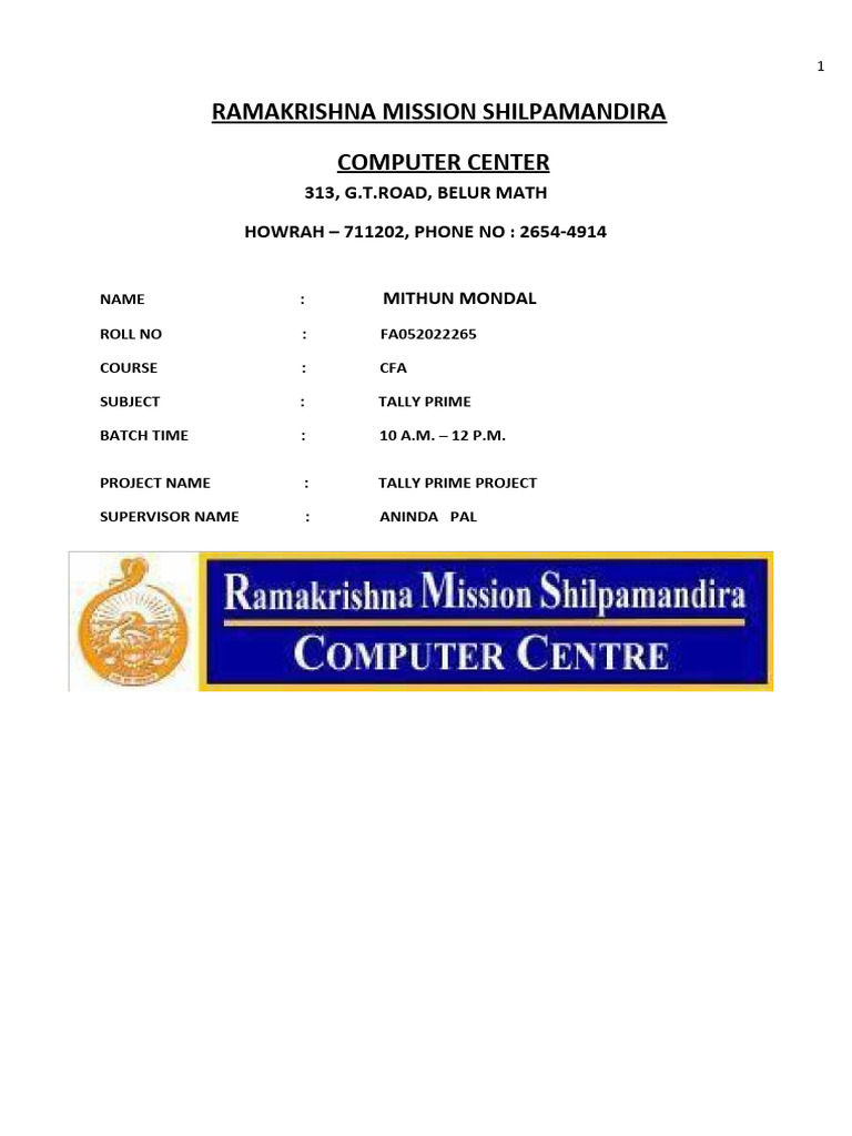 Project For Tally Prime - 013659 (1) (Mith) | PDF | Debits And Credits | Balance Sheet