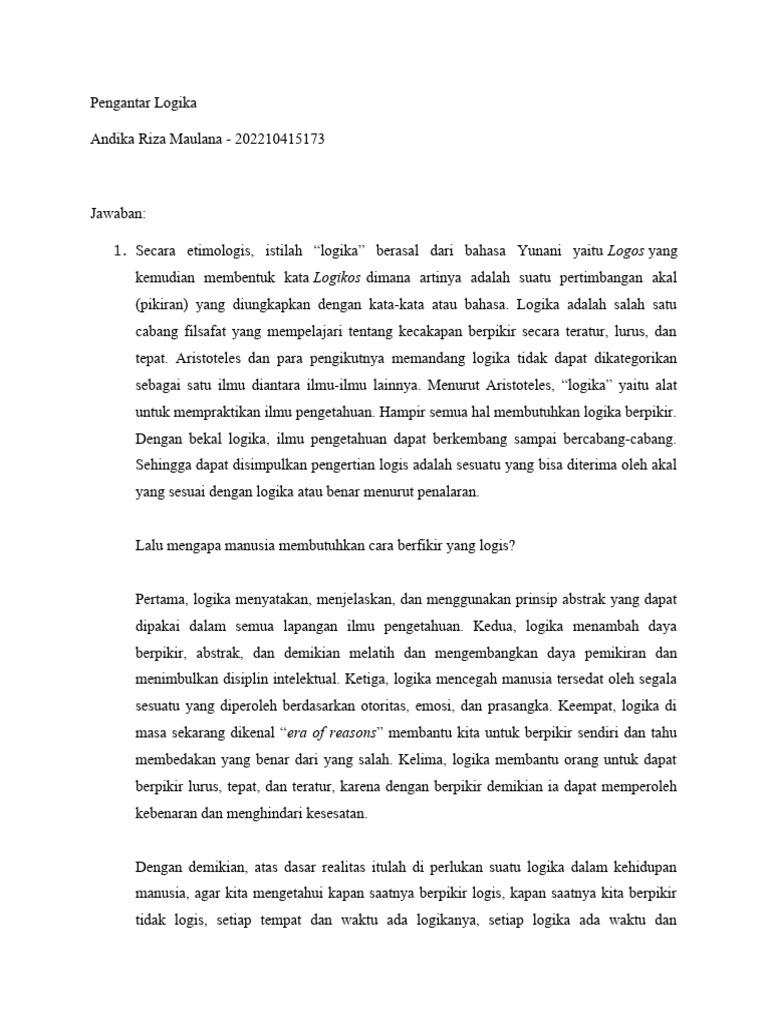 Pengantar Logika | PDF