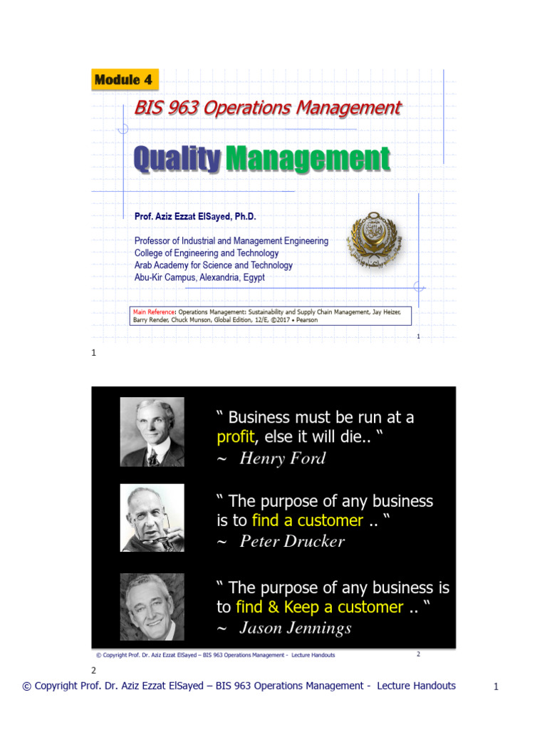 4-Quality Management | Download Free PDF | Customer | Operations Management