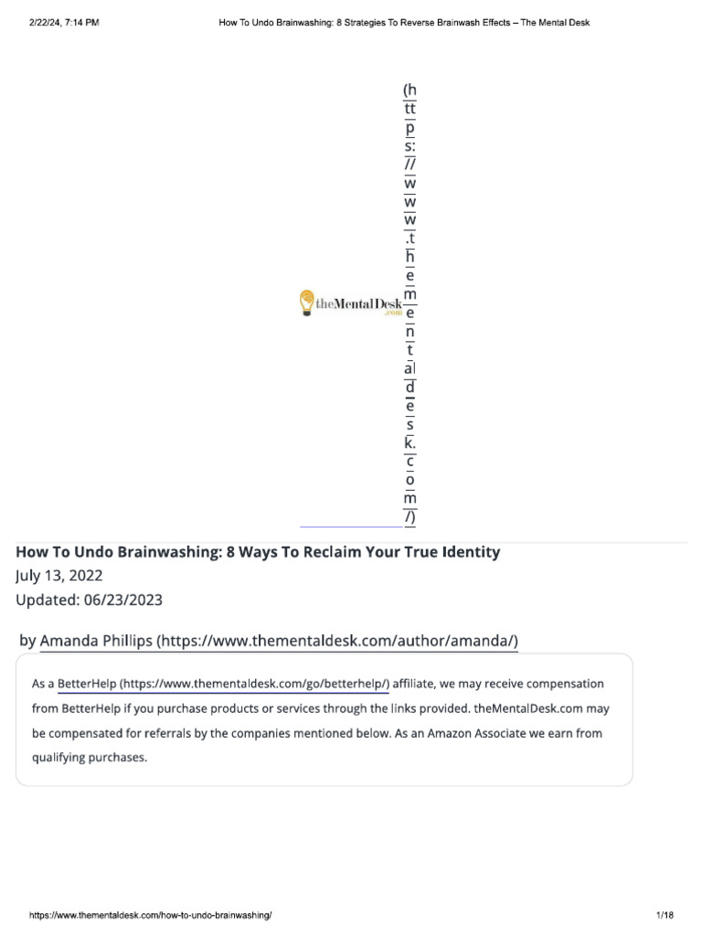 How To Undo Brainwashing - Amanda Phillips | PDF