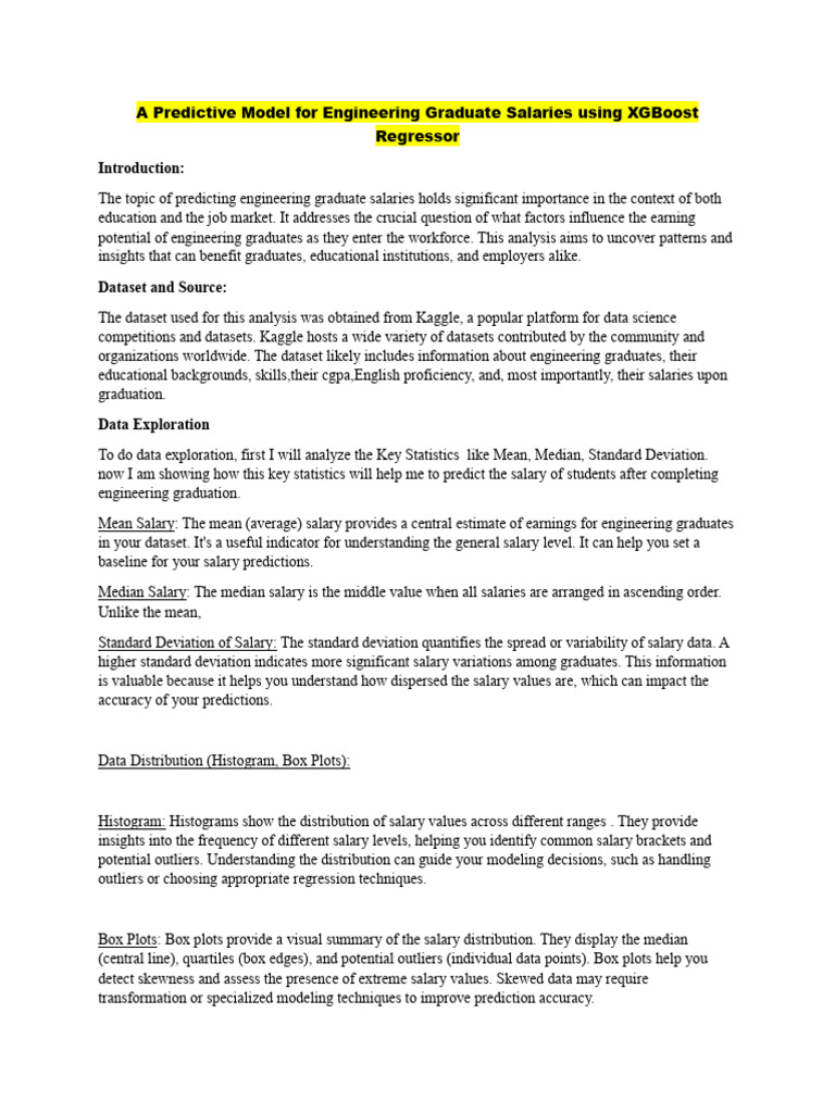 A Predictive Model For Engineering Graduate Salaries Using XGBoost Regressor | Download Free PDF ...