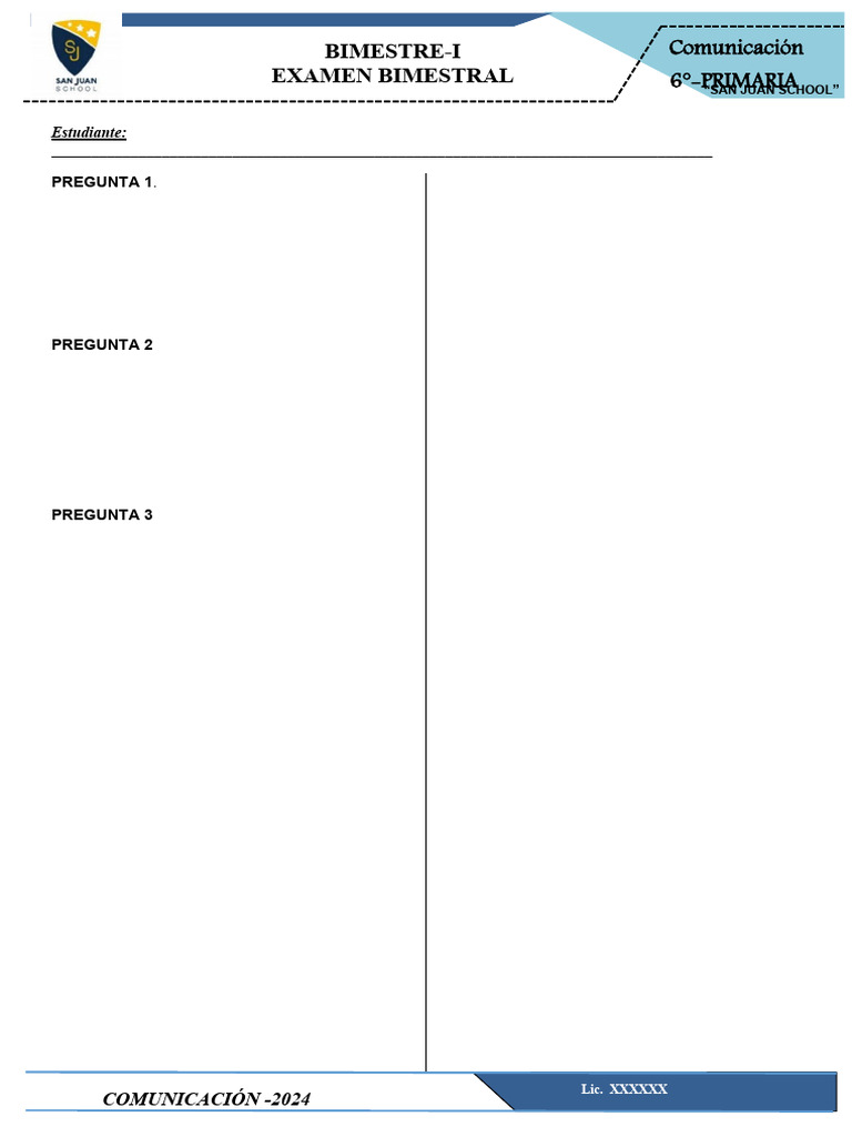 Formato de Examen Bimestral 2024 | PDF