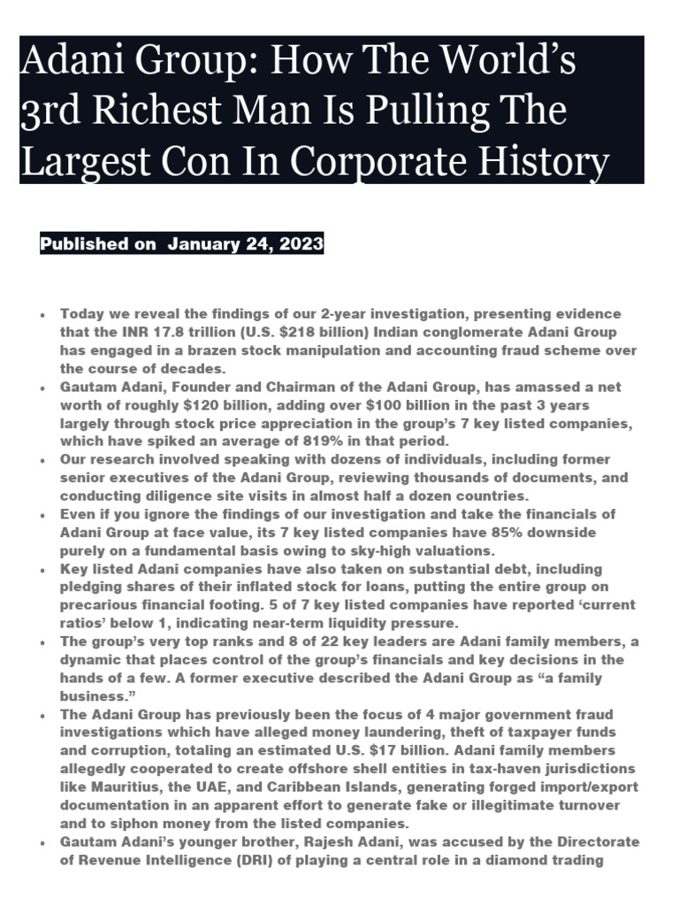 Adani Group | PDF | Debt | Stocks