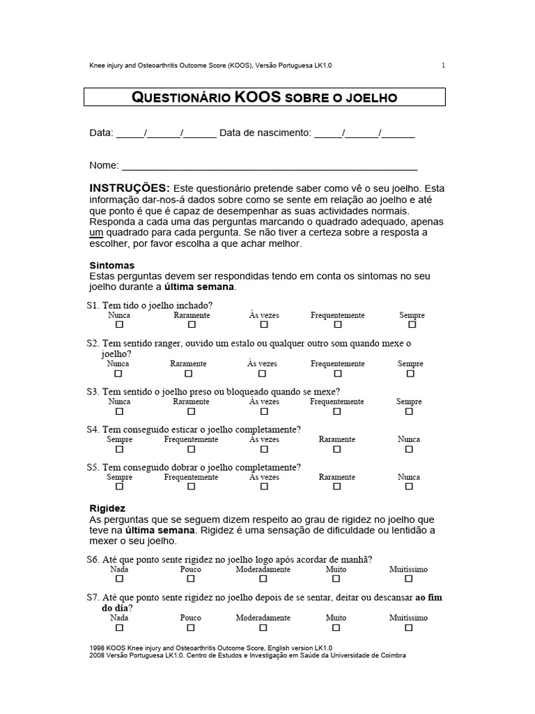 Ouvrir KOOS | PDF | Autoajuda