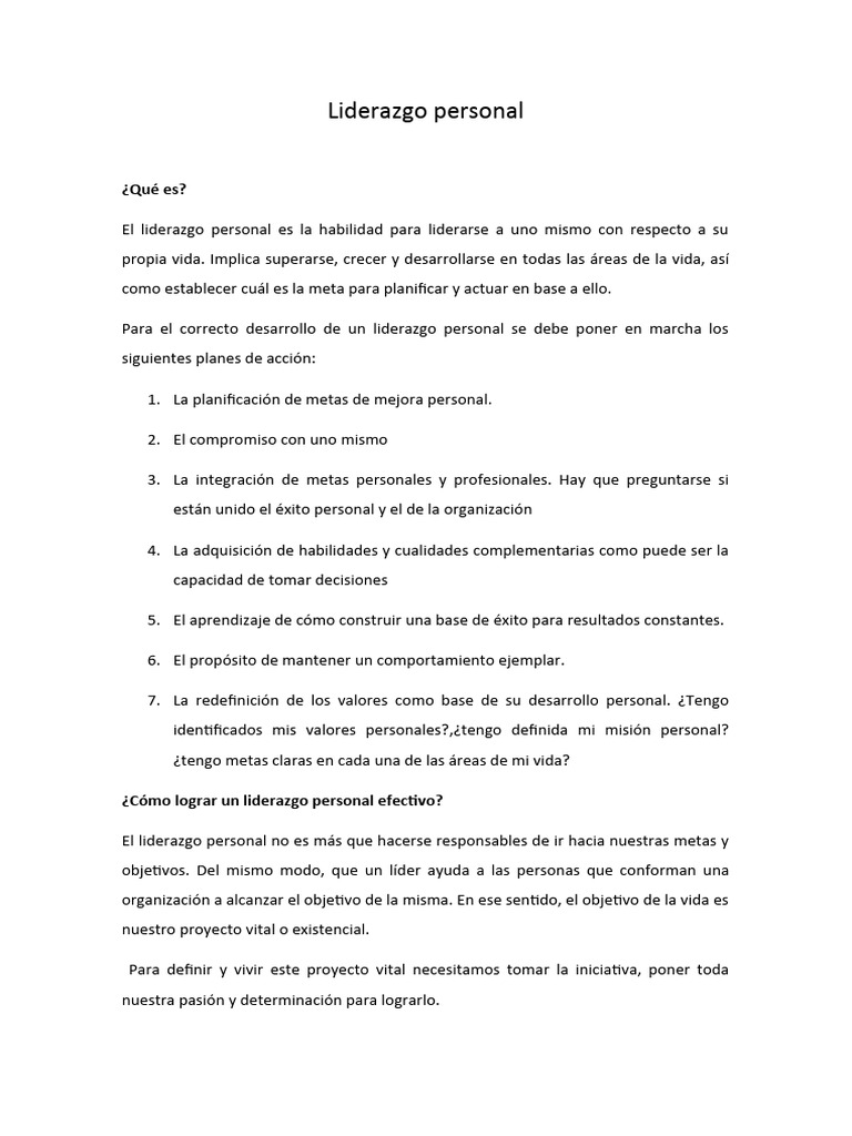 Liderazgo Personal | PDF | Liderazgo | Las emociones