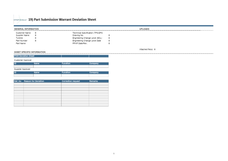 Deviation Sheet APQP | PDF