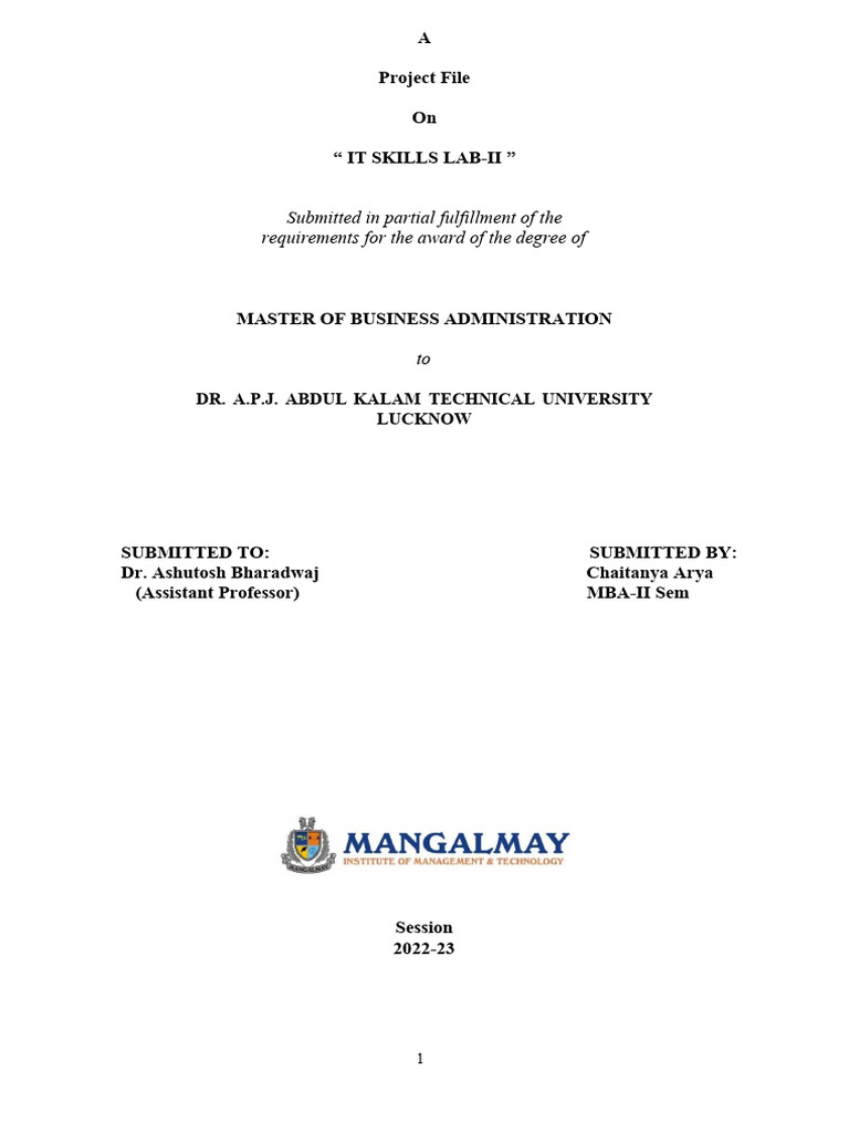 Chaitanya Arya IT LAB-II | PDF | Screw | Microsoft Excel