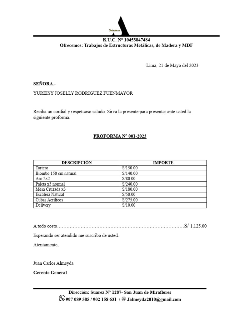 Proforma 001-2023 | PDF
