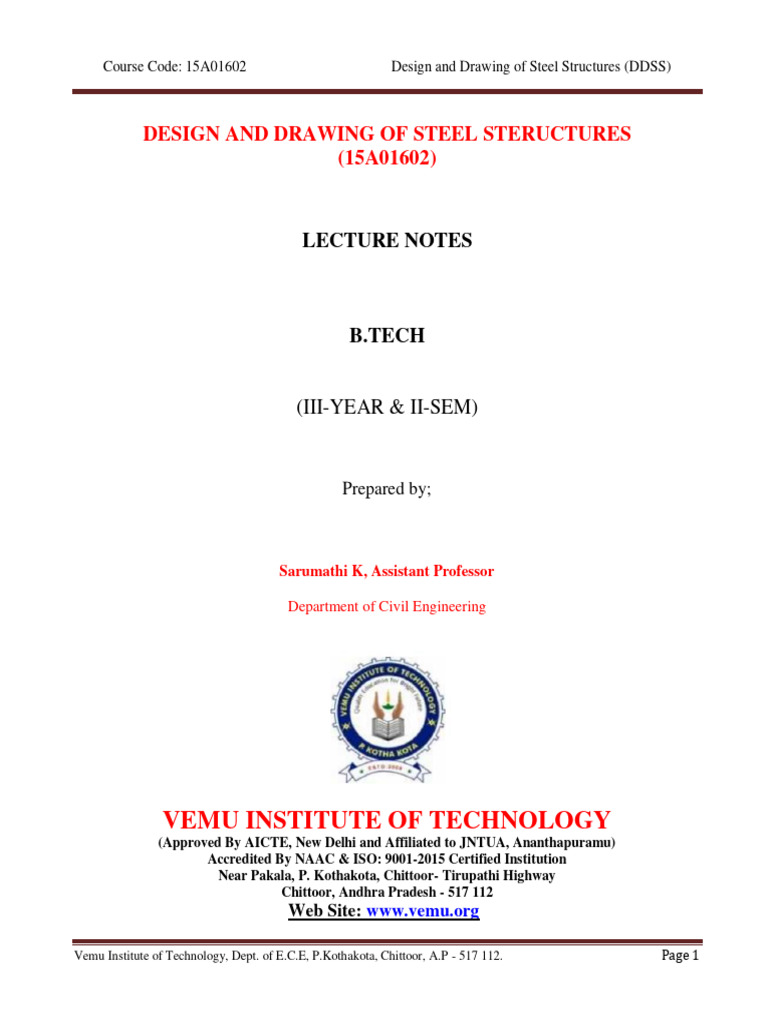 Steel Structures Design Course Notes | PDF | Deformation (Engineering ...