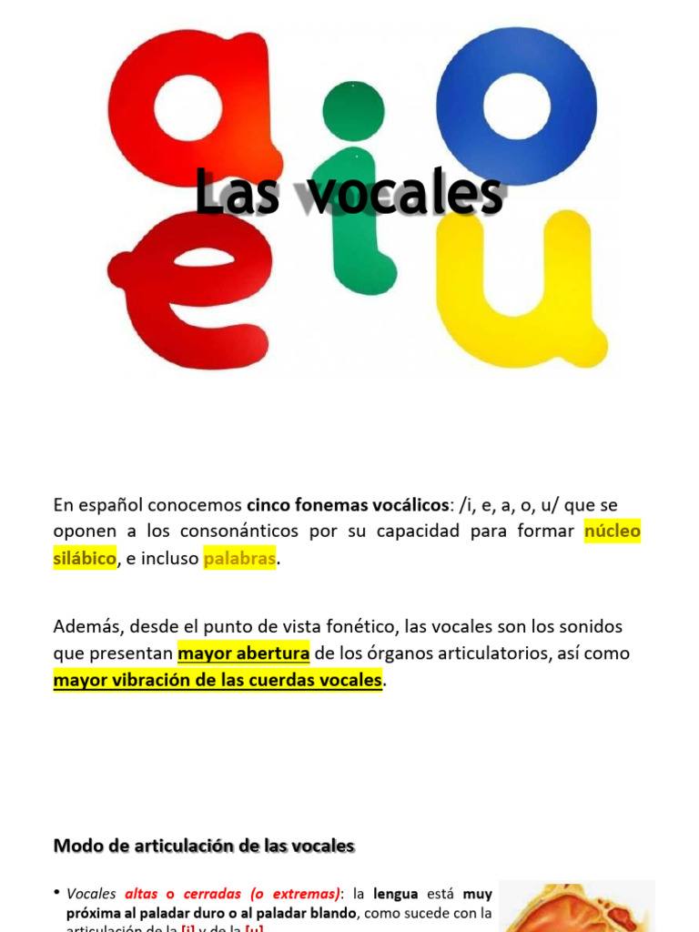 Tema 3. Las Vocales | Descargar gratis PDF | Vocal | Fonética